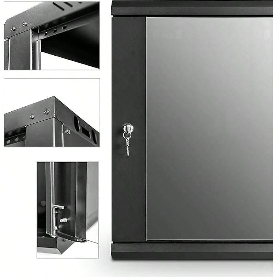 12U 450mm Deep Wall Mount 19 Inch Black Storage Rack For Home Office ...