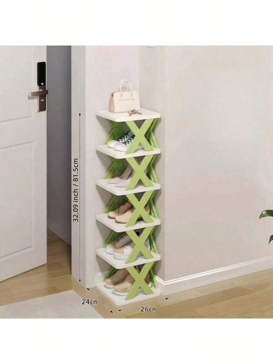 9-Tier Narrow Entrance Plastic Vertical Shoe Rack, Space-Saving Self ...