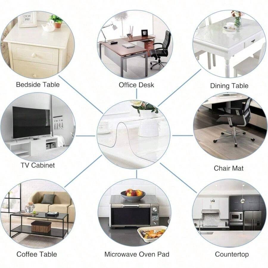 40x72in Clear PVC Table Cover Protector, 1.5mm Thick Rectangular ...