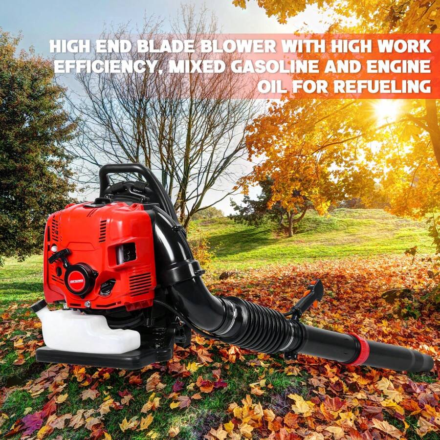 Leaf Blower, 75.6CC 4-Stroke Backpack Gas Leaf Blower, Snow Blower, Up To 900 CFM And 210 MPH ...