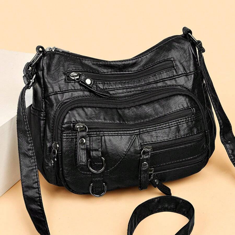 Red Buckle Decorated Casual Large Capacity Women's Shoulder Bag ...