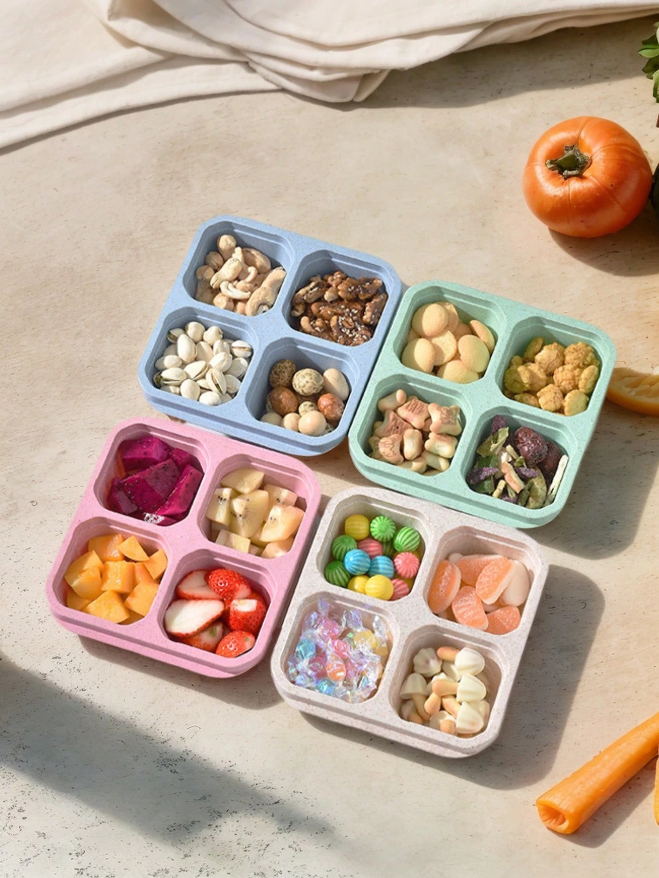 1pc Random Color Snack Containers, Divided Bento Lunch Box With ...