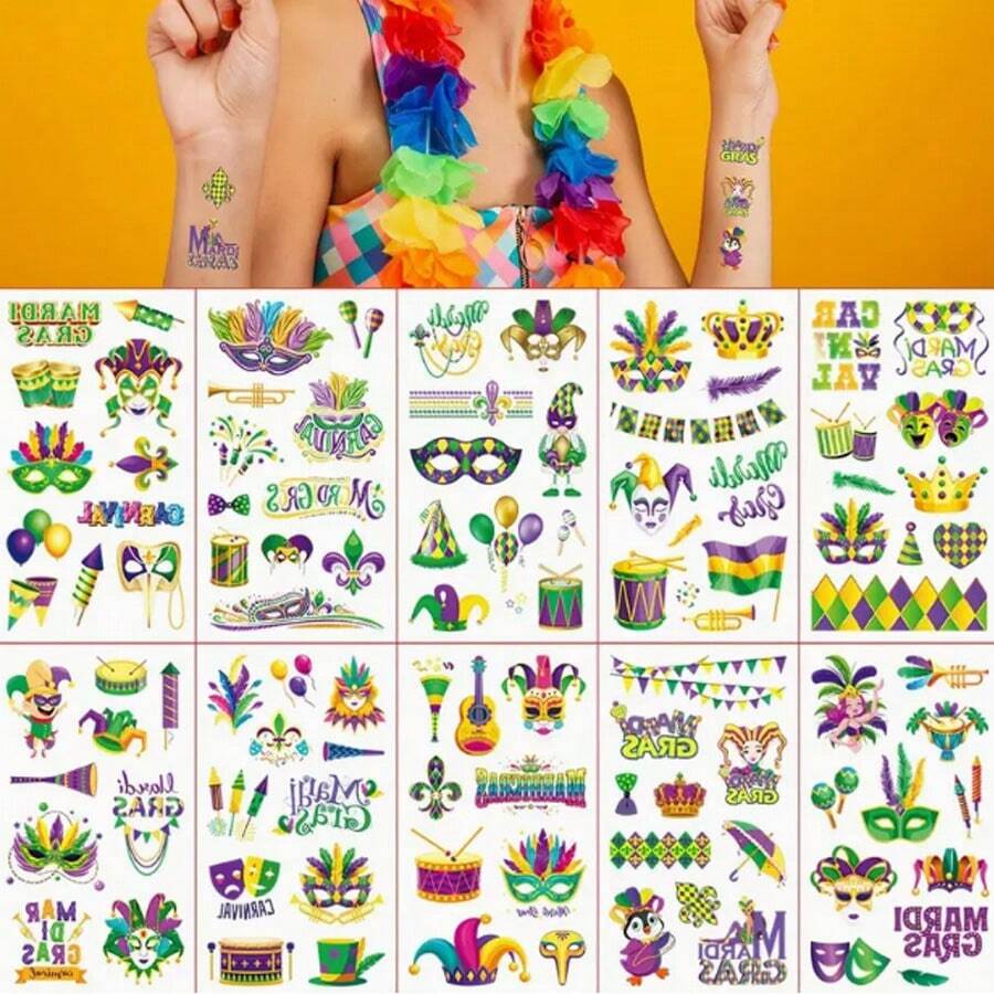 101pcs Carnival Music Festival Series Waterproof Temporary Tattoo ...