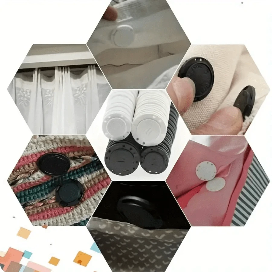 5 Pairs Invisible Magnetic Snaps - Black Plastic Sewing Buttons, For ...