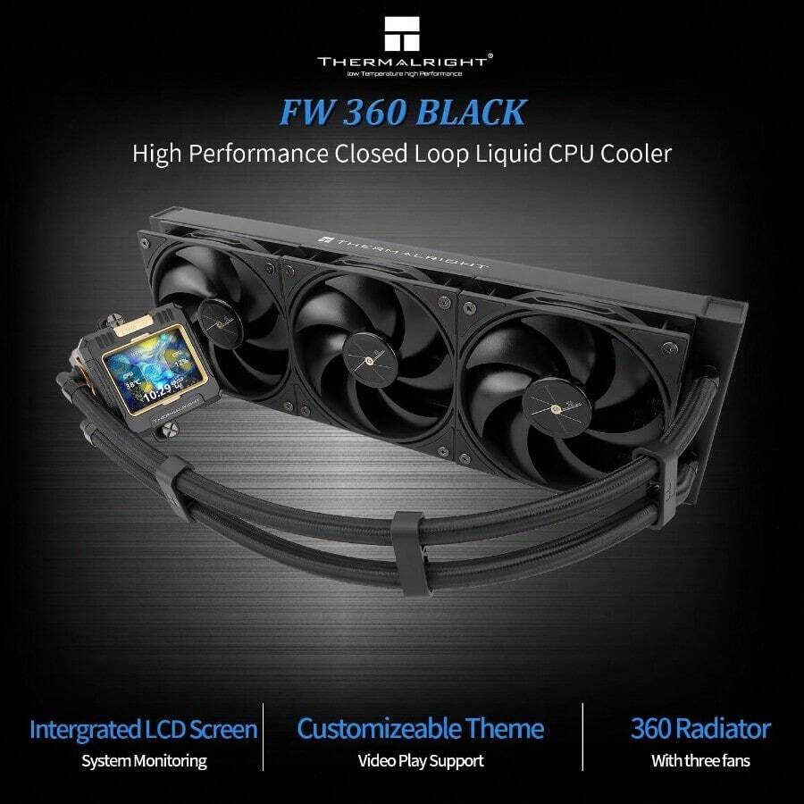 360mm AIO CPU Cooler Thermalright Black IPS LCD Screen 320x240 ...