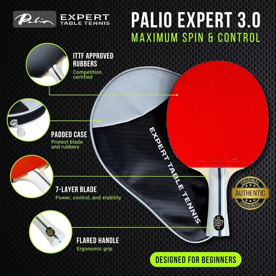 Palio Expert 3.0 Table Tennis Bat And Case | ITTF Approved High-Performance Ping Pong Racket For ...