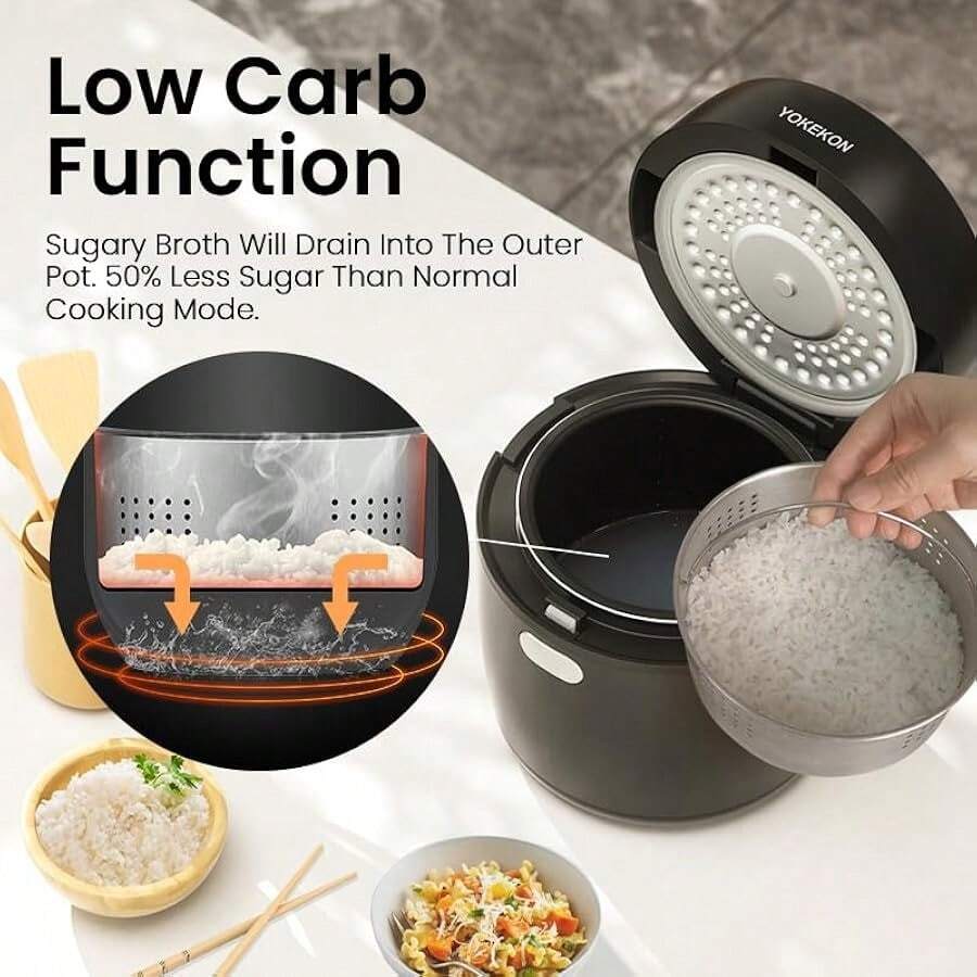 YOKEKON Rice Cooker Small 2LLow Sugar Mini Rice Maker And Stainless ...