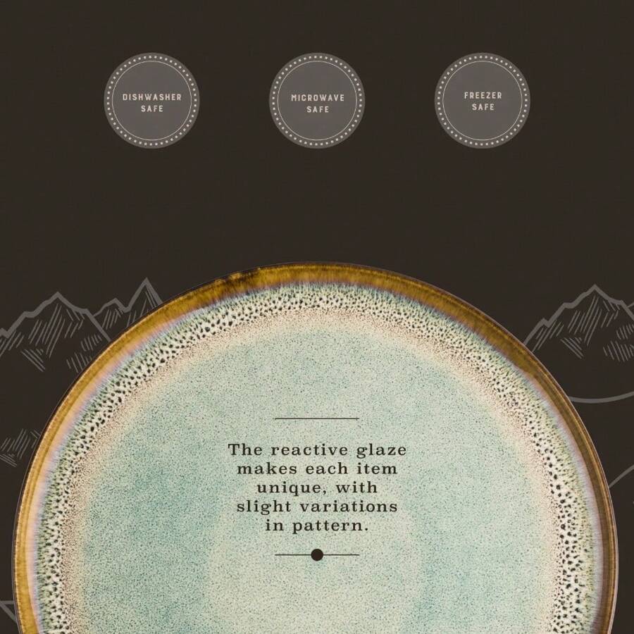 12-Piece Ceramic Dinnerware Set, Kayce Collection Unique Design: Each ...