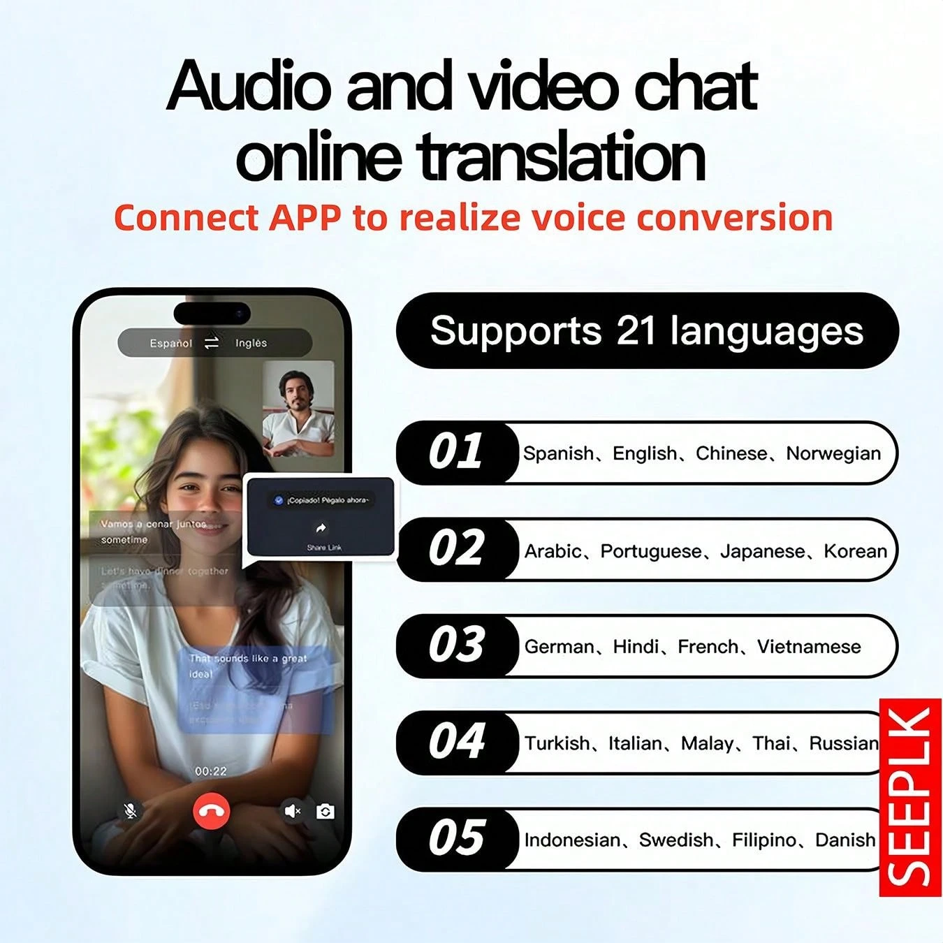Cuffie SEEPLK AI Translation OWS Open Ear, Auricolari senza fili veri 5 ...