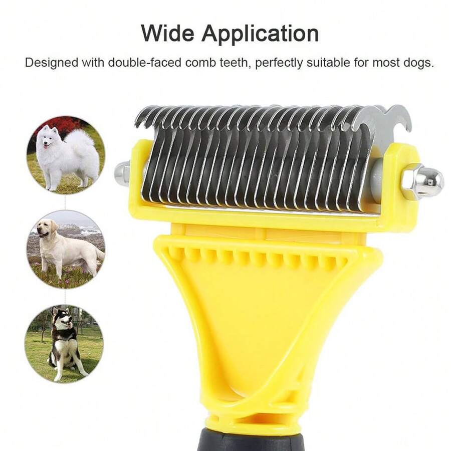 Dual-Sided Pet Grooming Brush - Stainless Steel Dog & Cat Deshedding ...