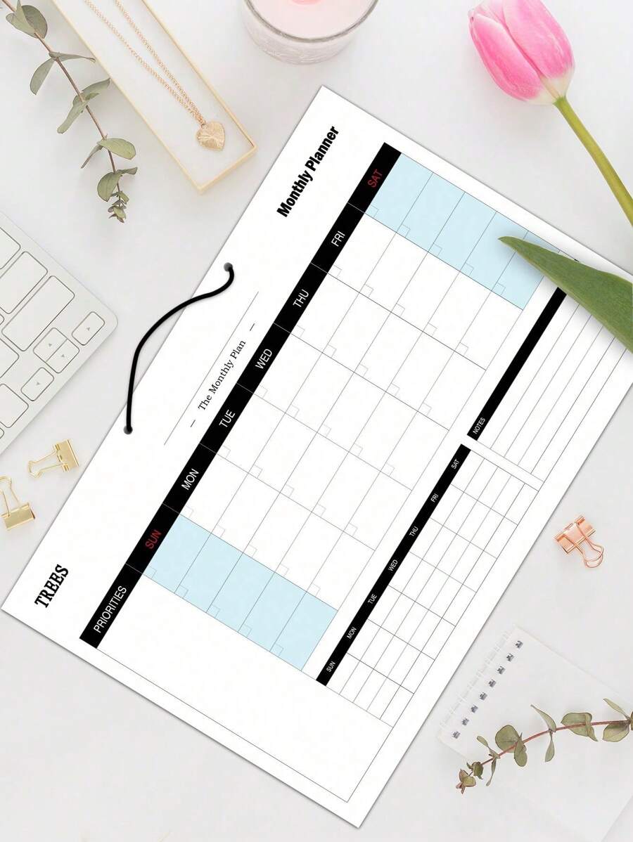 1pc 2025 Calendar And Habit Tracker, Simple A3 Undated 12 Months ...