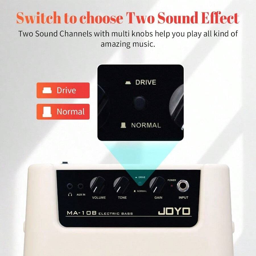 JOYO 10W Mini Bass Amp Bass Guitar Practice Amp Combo Bass Amplifier Portable Small Battery ...