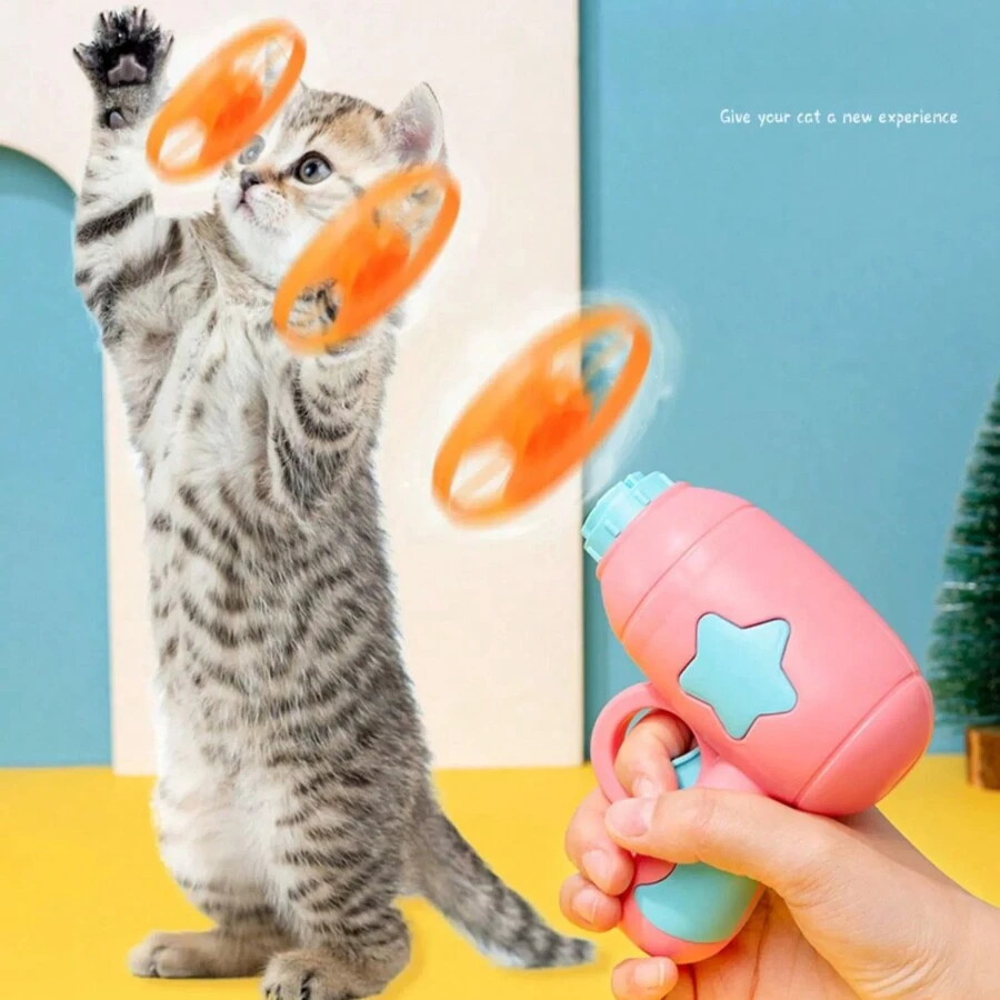 Cat Chasing Disc Gun, Pet Toys Catapult Flyer Disc, Interactive Toys ...
