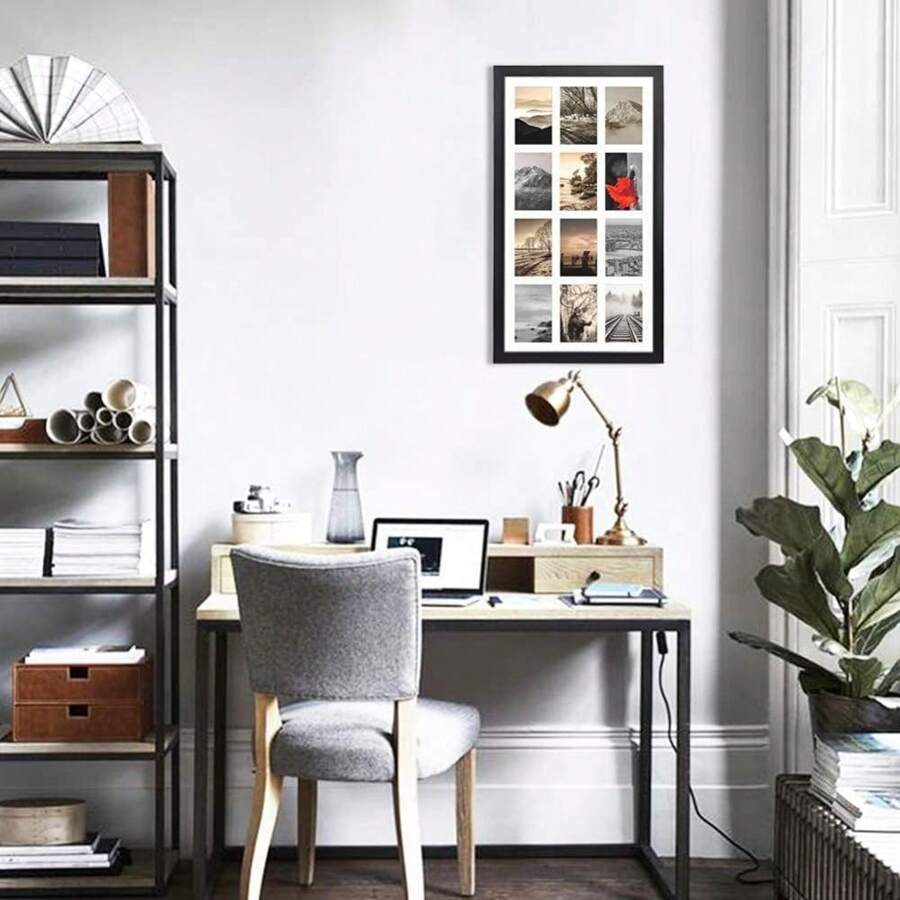 12 Opening 4x6 Black Collage Picture Frames Set Of 2, Multiple Frames ...