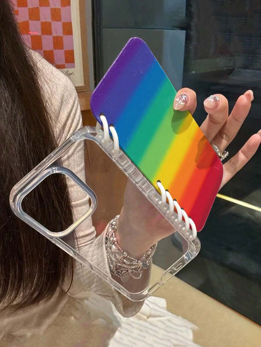 Notebook Style Horizontal Striped Rainbow Painted Phone Case Compatible ...