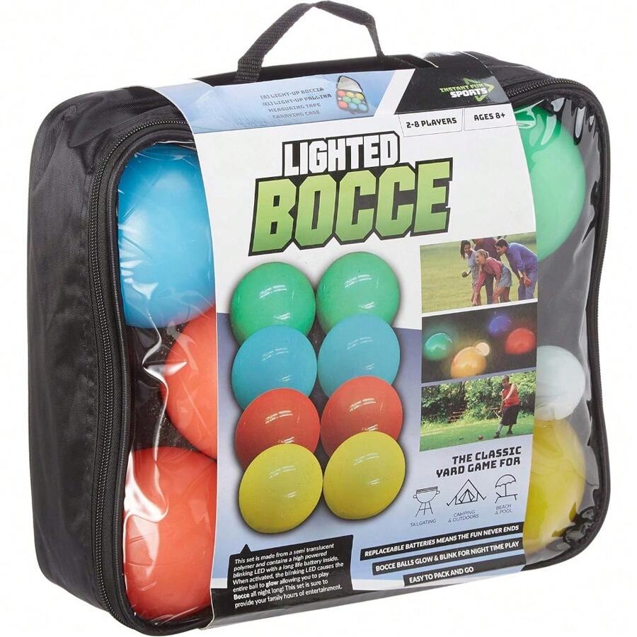 Lighted Bocce Ball Set, Outdoor Glow In The Dark Game For Camping ...