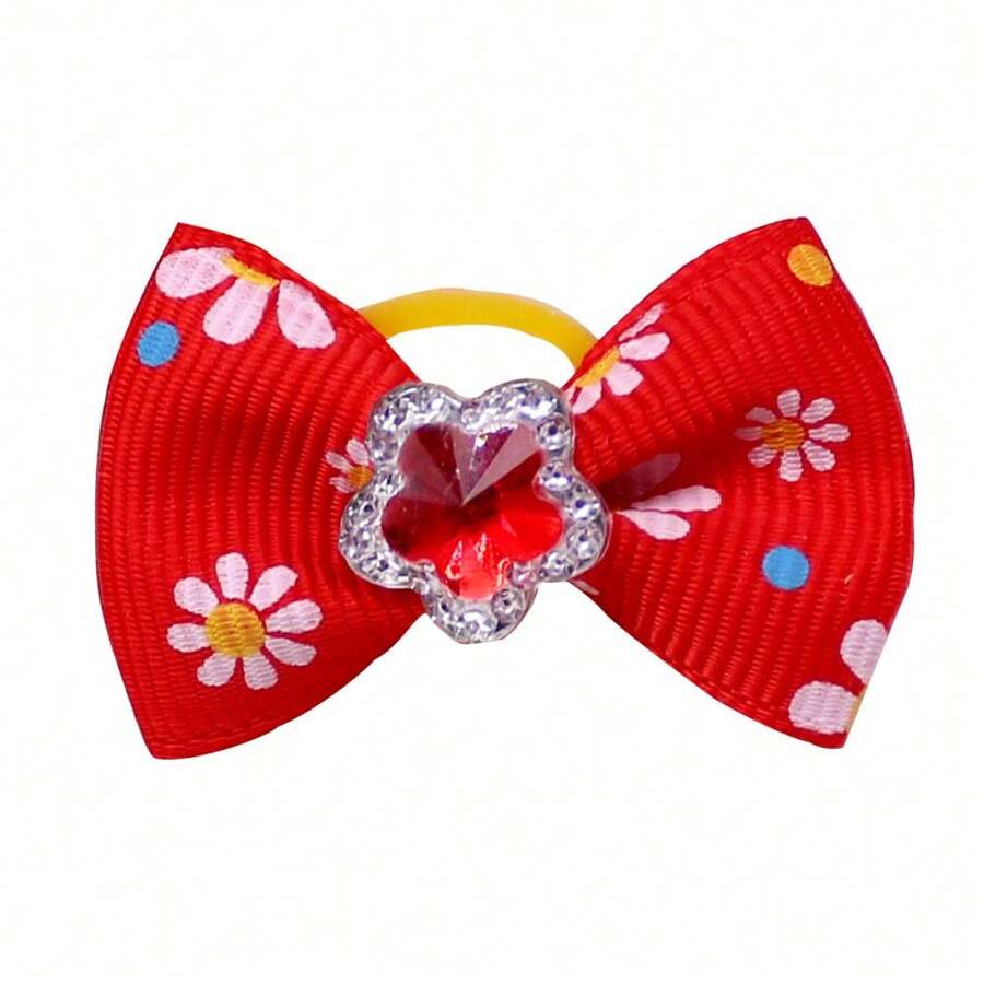 Rhinestone Bow Dog Hair Ties, Cute Hair Bands For Pets Like Maltese ...