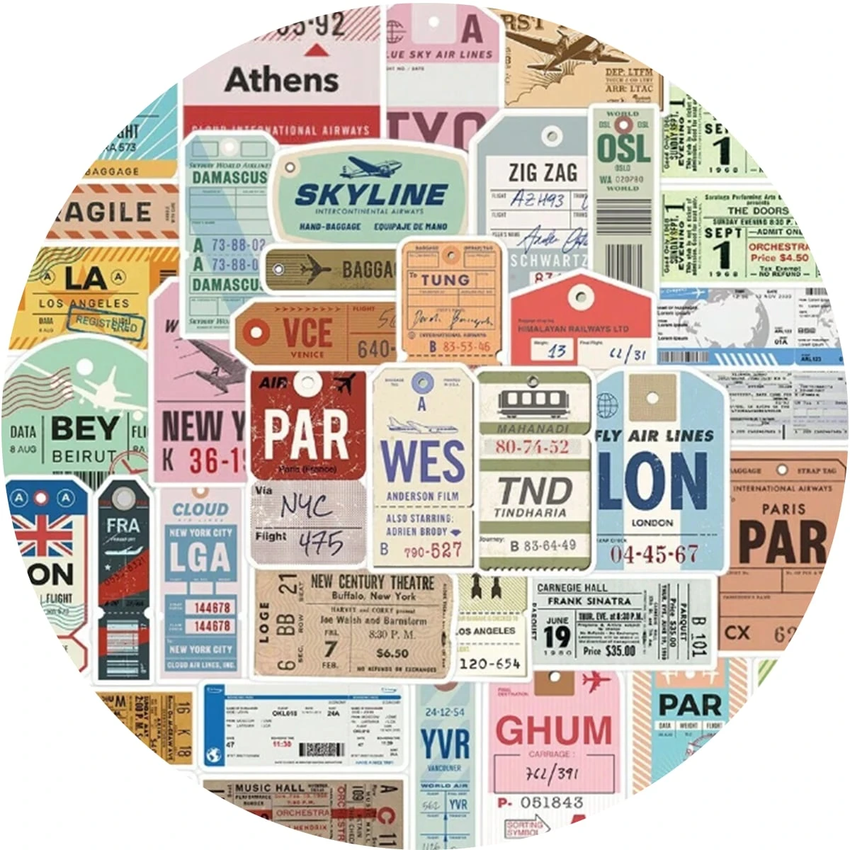40pcs Vintage Travel Boarding Pass Stickers, Airplane Ticket & Boarding ...