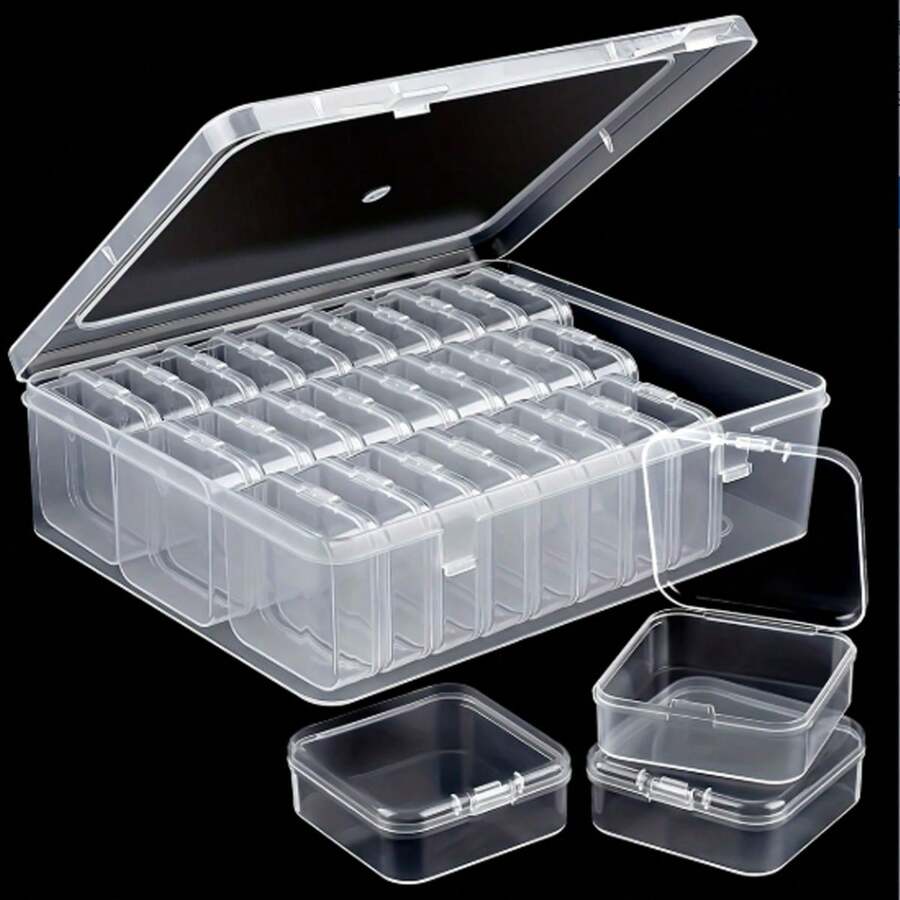 30pcs/Set Mini Transparent Plastic Storage Boxes, Suitable For Small ...