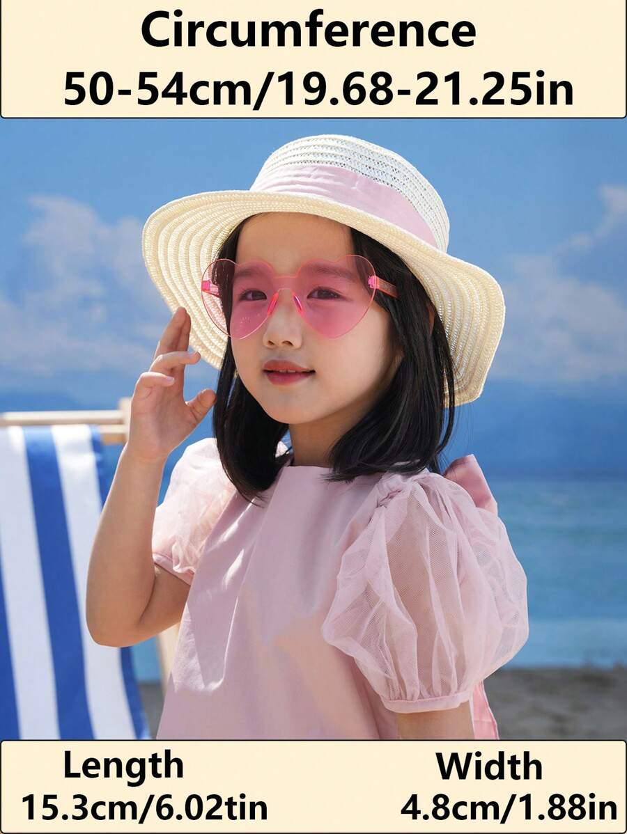 2pcs/Set Inspo Bow Sweet Baby Girl Sun Hat, Kids Summer Beach Hat ...