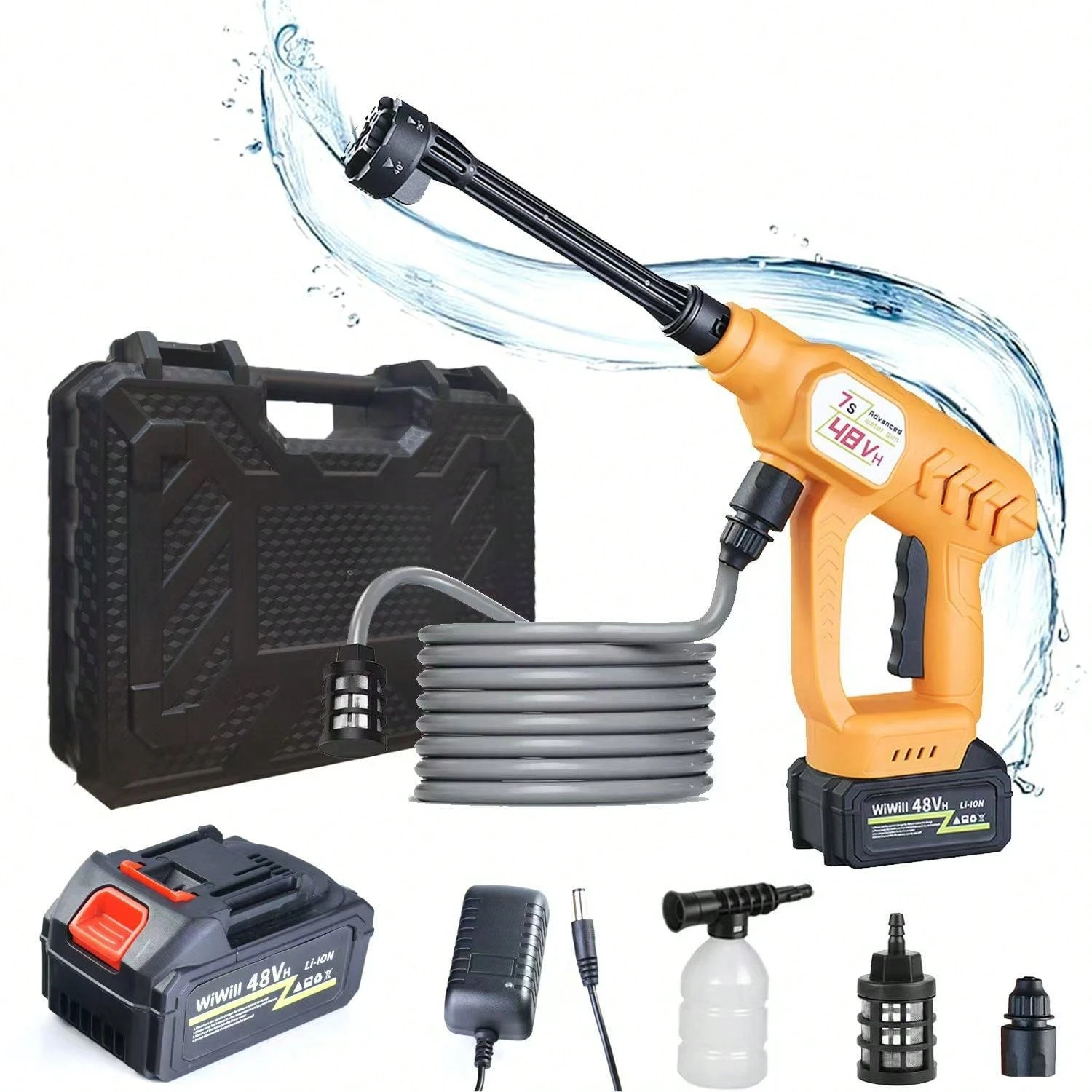 6-In-1 Nozzle Wireless Car Wash Motorcycle For Household Portable ...