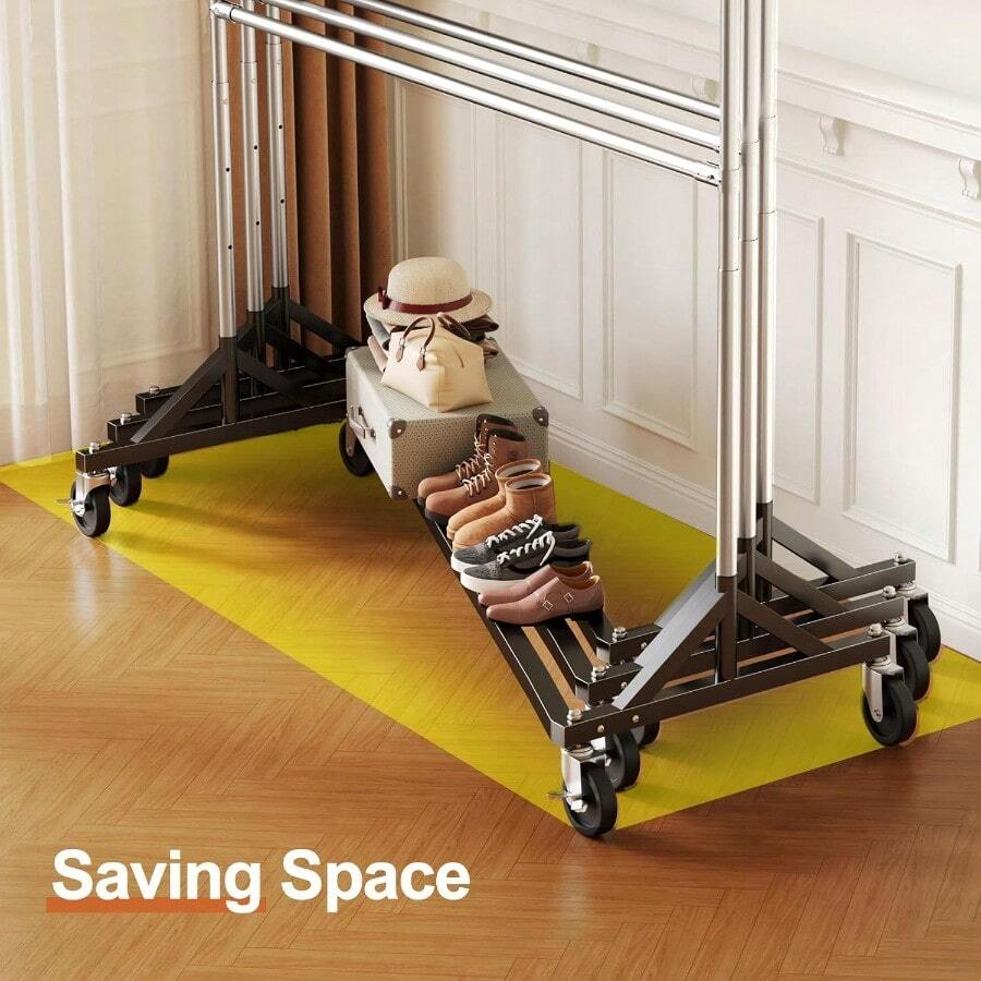 HOKEEPER Commercial Grade Rolling Z Rack With Base Z Racks For Clothing ...