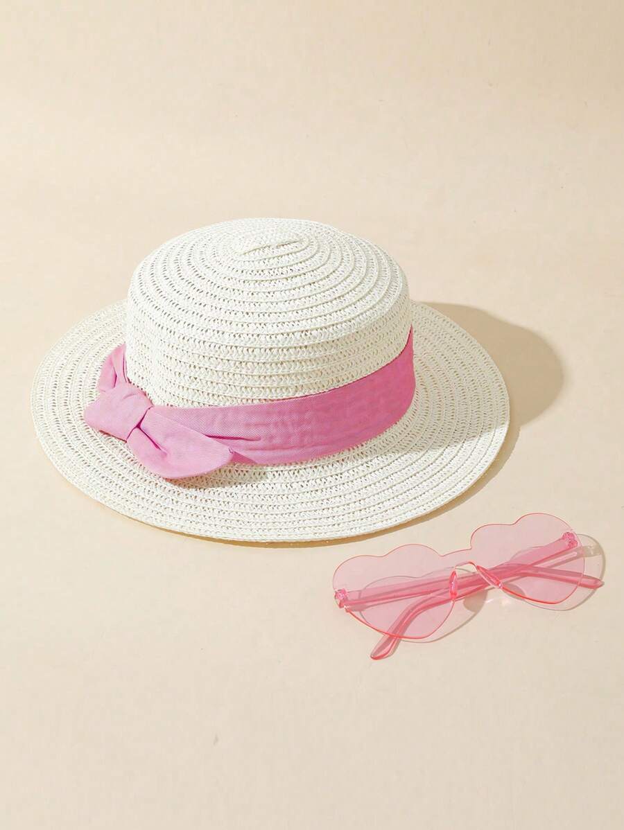 2pcs/Set Inspo Bow Sweet Baby Girl Sun Hat, Kids Summer Beach Hat ...