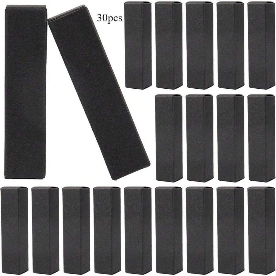 30pcs Black Kraft Paper Lipstick Boxes, Empty Rectangle Lip Balm ...