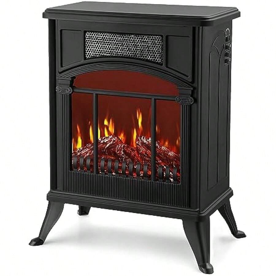 NETTA Stove Heater Electric Fireplace With Fire Flame Effect Standing ...