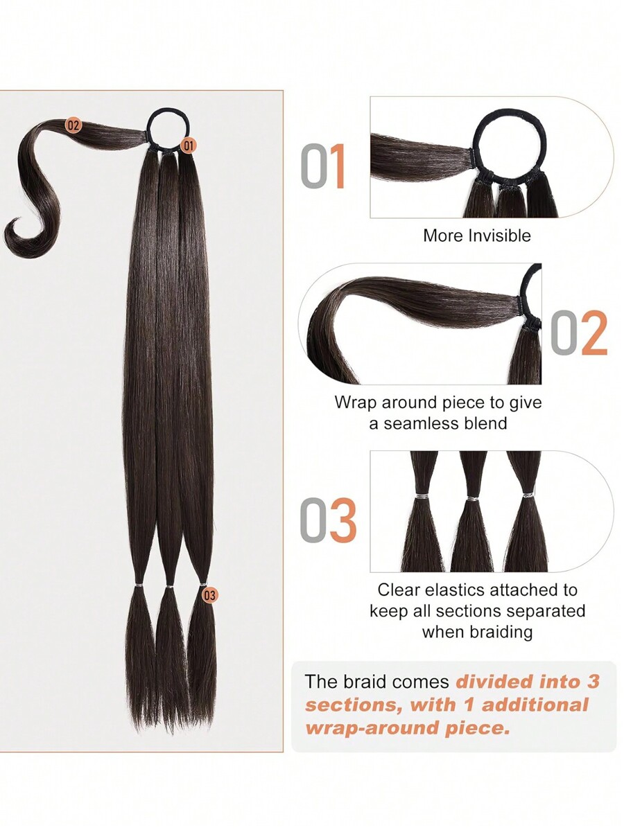 1 Pc Per Set Upgraded Long Braid Ponytail Extension With Elastic Tie ...