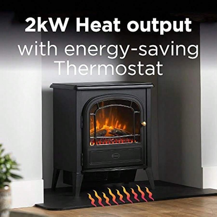 Dimplex MicroStove Optiflame Electric Stove Compact Portable Standing Cast Iron Effect Stove ...