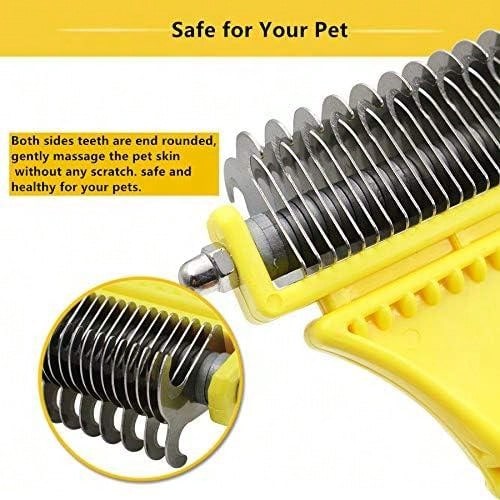 Dual-Sided Pet Grooming Brush - Stainless Steel Dog & Cat Deshedding ...