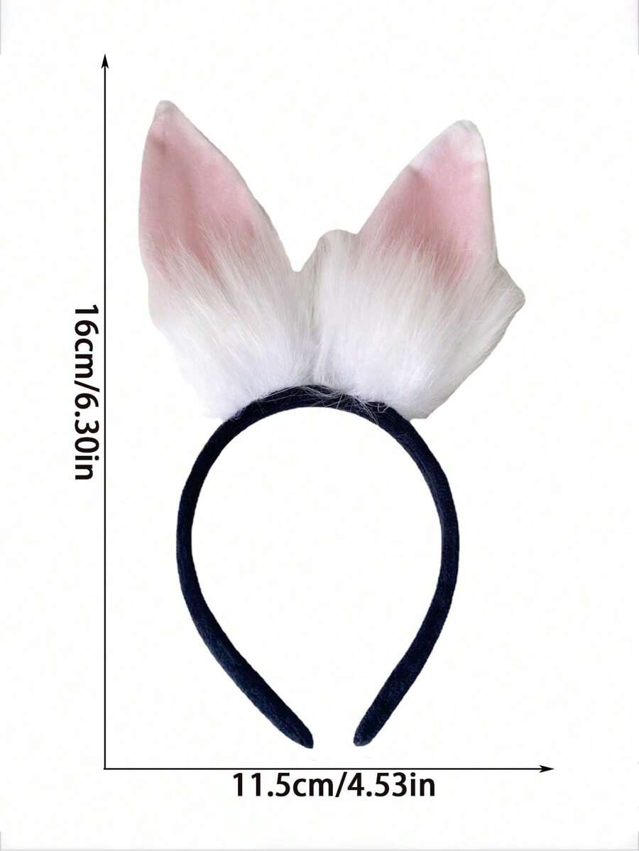 1pc Mink Fur Plush Rabbit Ear Headband Pink Plush Rabbit Ear Headband ...