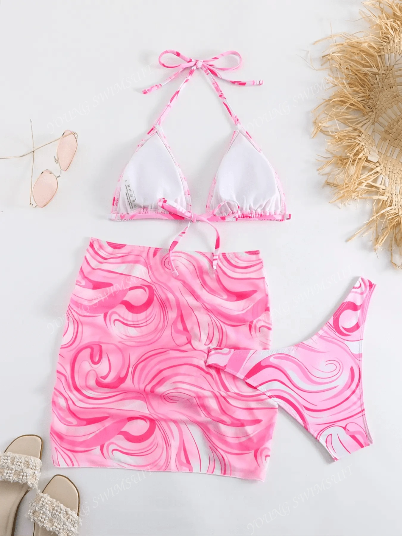 3pcs Women's European And American Style Sexy Print Bikini Swimwear Set ...