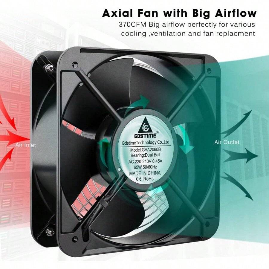 GDSTIME AC 220V Fan 200 X 60mm Axial Cooling Fan 240V 200mm X 200mm X ...