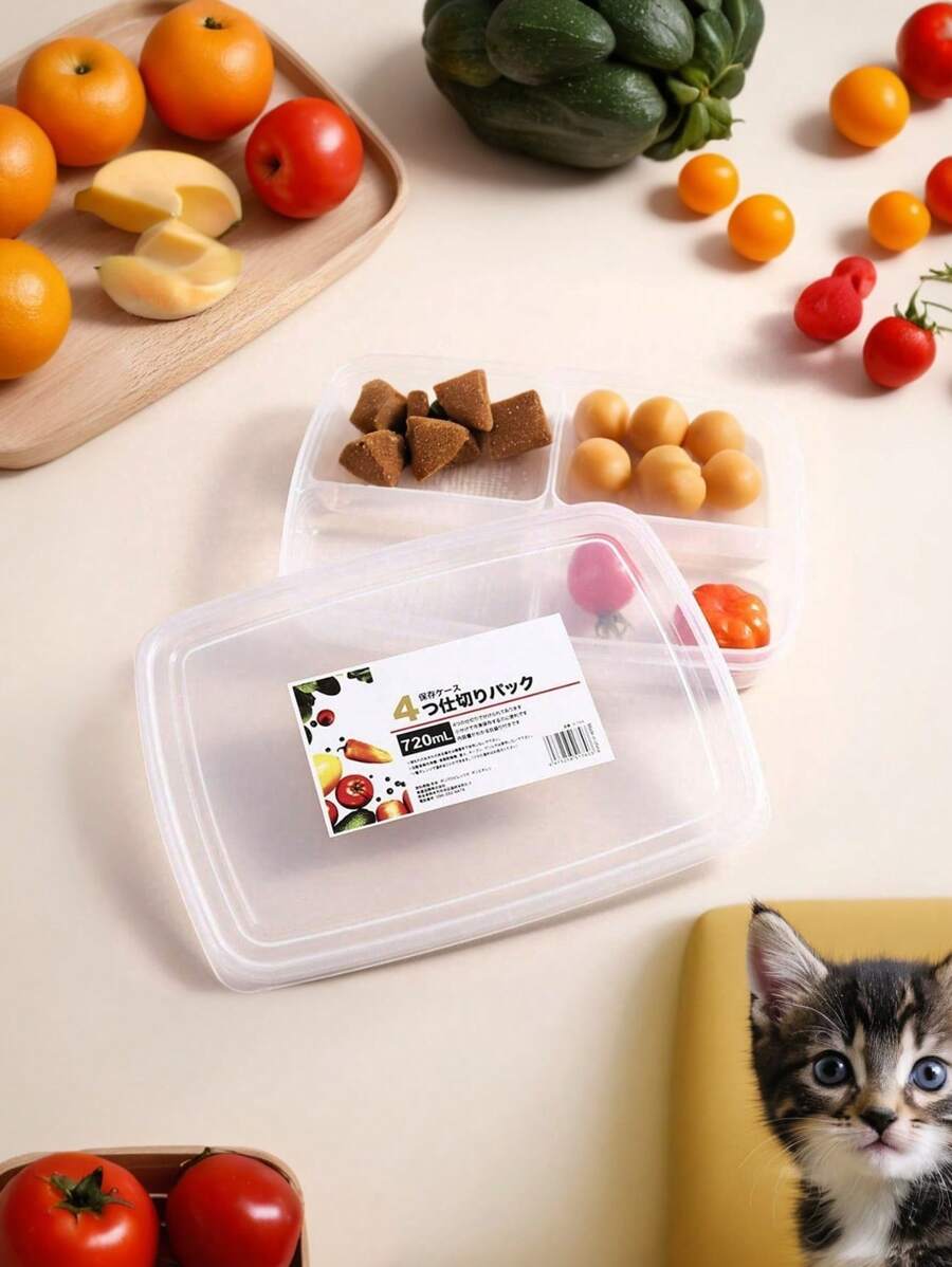Pet Food Storage Container With 4 Grids Portable Compartment For ...