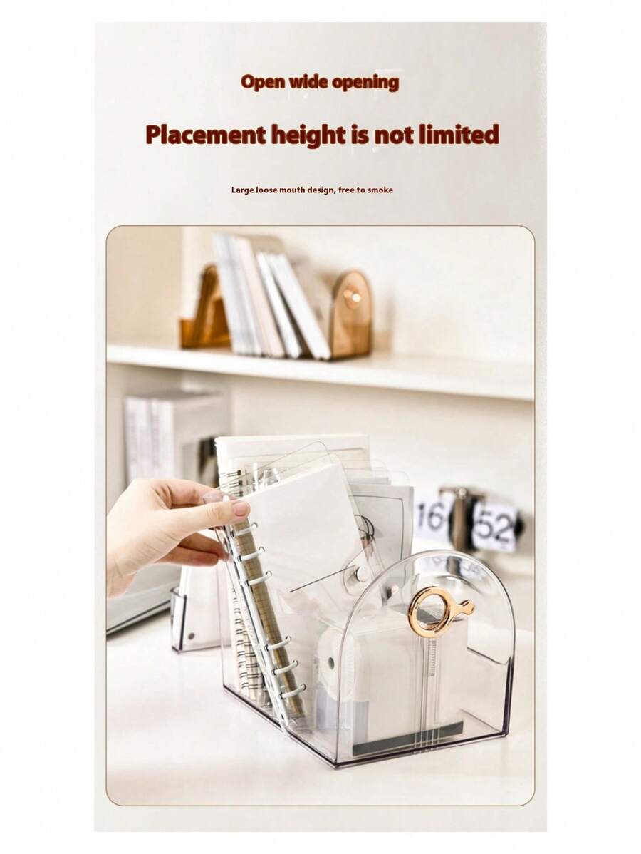 Desktop Book Storage Rack, Office File Folder Transparent Organizer ...