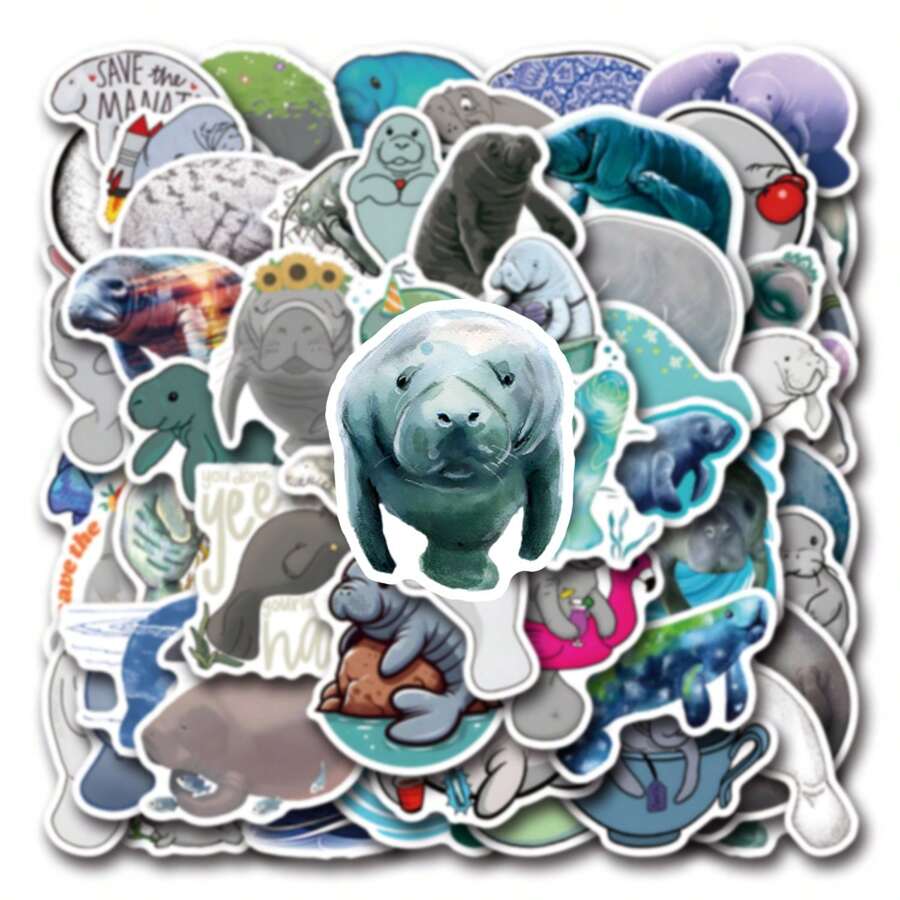 55 Cute And Adorable Cartoon Manatee Stickers, Suitable For Manatee ...