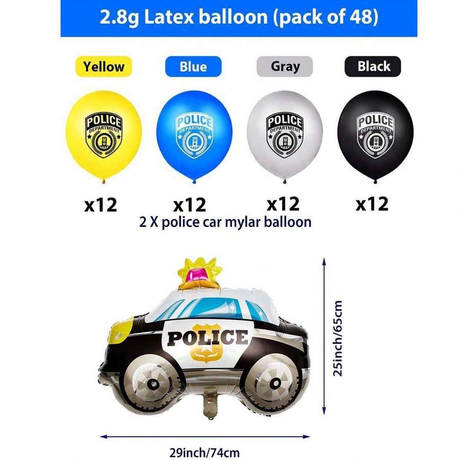 Police Themed Party Balloon Set, Including Police Car Balloon, Police ...