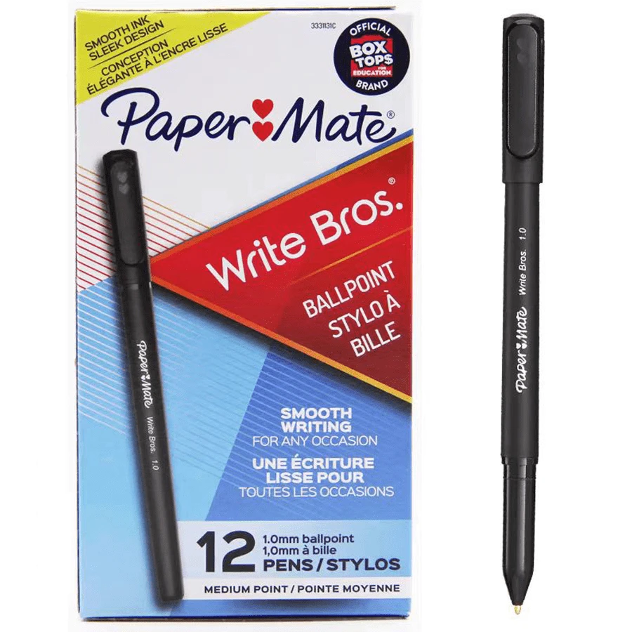 Paper Mate Write Bros 1.0 Kugelschreiber, staubfreie Tinte, geeignet ...
