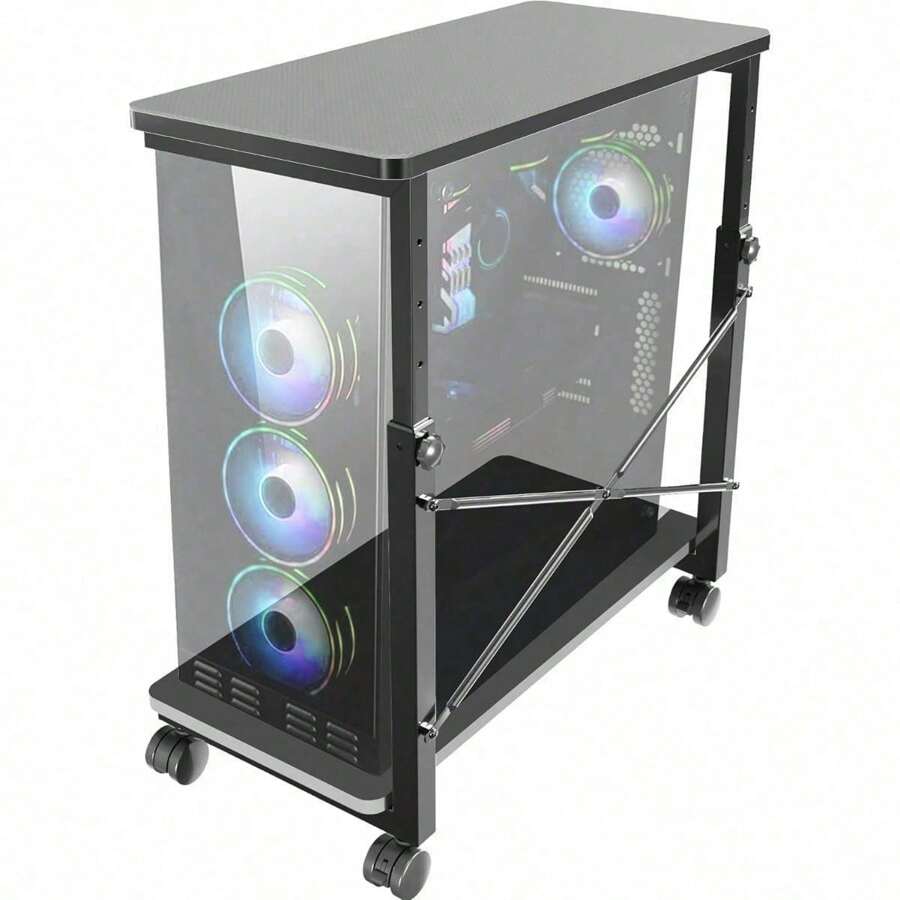 Mobile Adjustable PC Cart With Storage, Premium CPU Holder, Fits ...