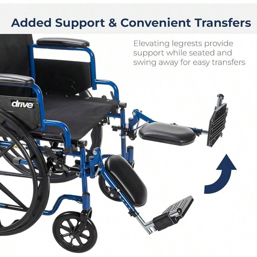 Drive Medical BLS18FBD-ELR Blue Streak Lightweight Wheelchair With ...