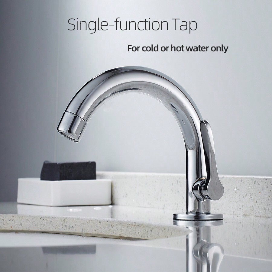 Water Saving Single Cold Basin Faucet Kitchen Tap Quick Opening Chrome ...