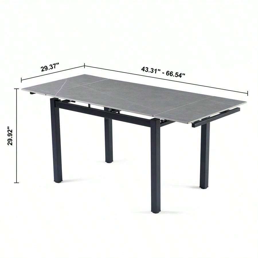 Grey Ceramic Modern Rectangular Expandable Dining Room Table For Space ...