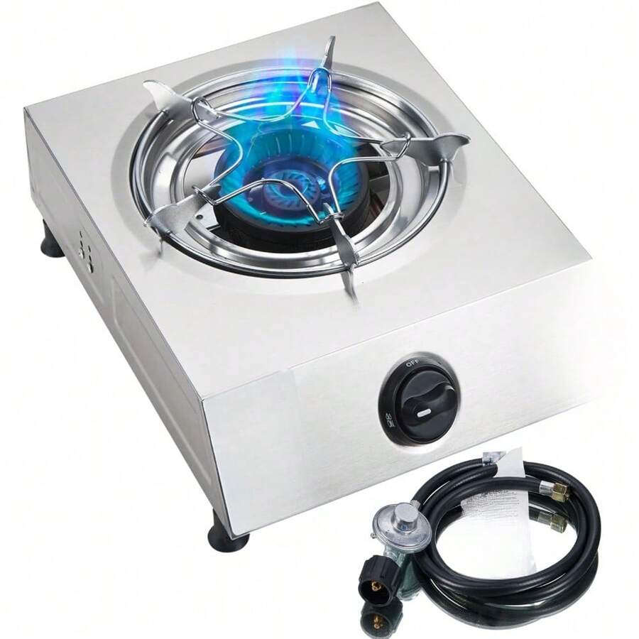 Estufa de propano de un solo quemador de 12000 BTU, estufa de camping de propano portátil con ...