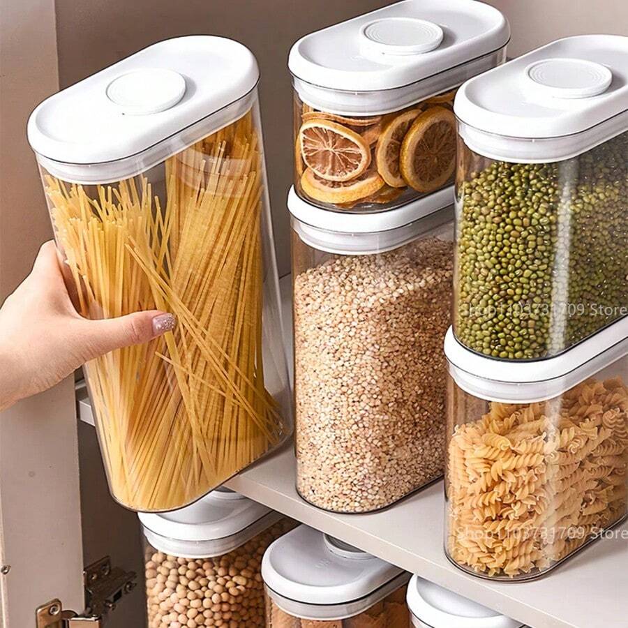 Pasta Storage Box Transparent Plastic Grain Seal Tank Spaghetti Storage ...