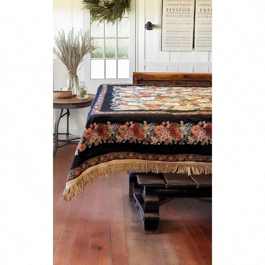 Black Country Rustic Floral Midnight Awakening 59 X 59 Inch Square ...