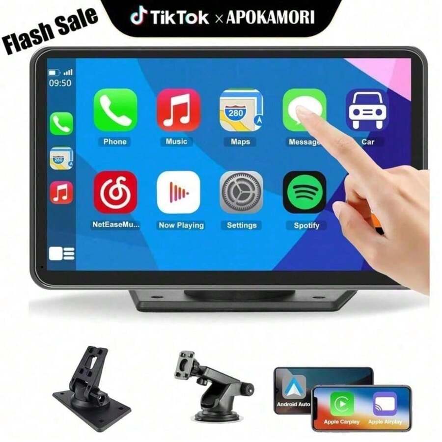 Portable Carplay Screen For Car, 7 Inch IPS Touchscreen Car Stereo ...