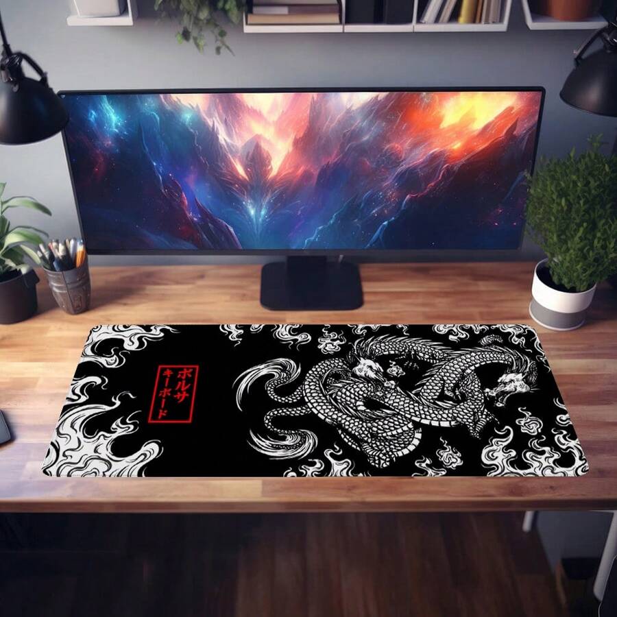 Japanese Dragon Large Gaming Mousepad XXL Extended Keyboard Mat Gamer ...