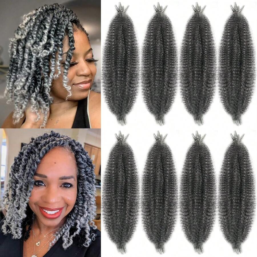 Springy Afro Twist Hair 8 Packs Marley Twist Braiding Hair Pre-Fluffed ...